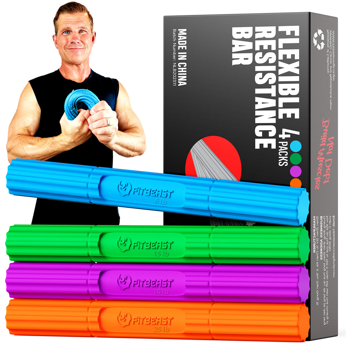 FitBeast Flex Therapy Bar, Tennis Elbow Therapy Bar - Ideal for Reliev