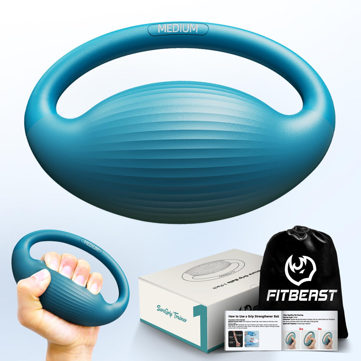 FitBeast Hand Exercise Balls - 3 Resistance Levels Stress Balls for Ad
